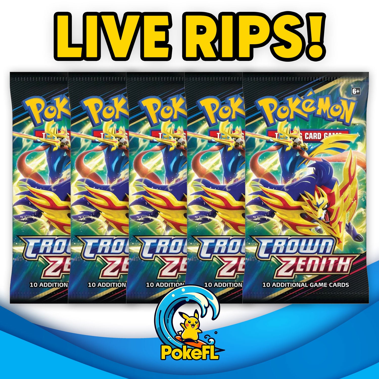 LIVE Opening - (5) Pokémon TCG: Crown Zenith Booster Packs – Poke FL